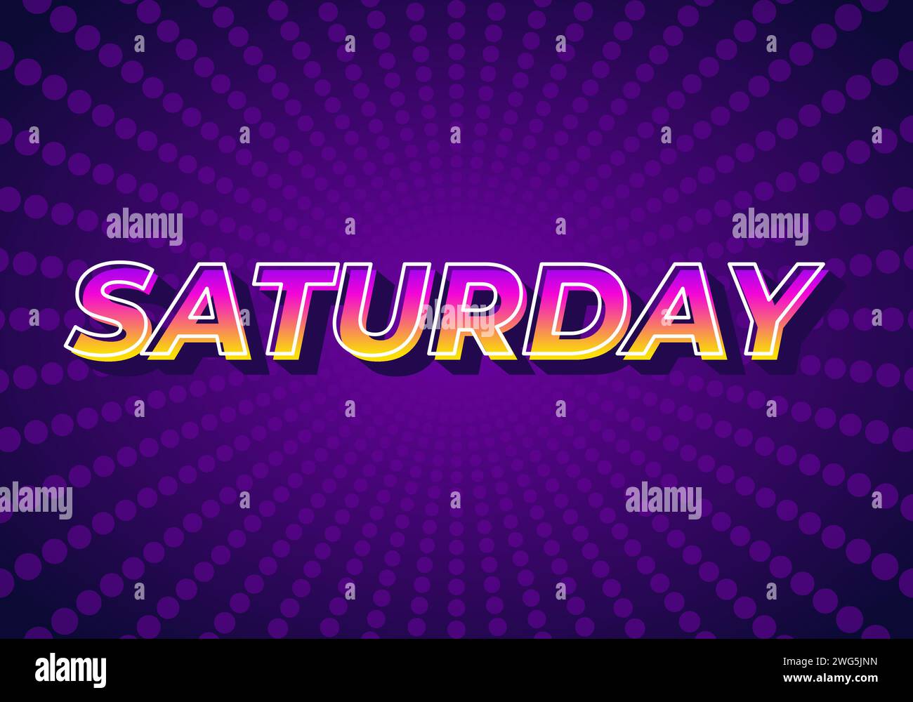 Saturday. Text effect design in 3D look with gradient purple yellow ...