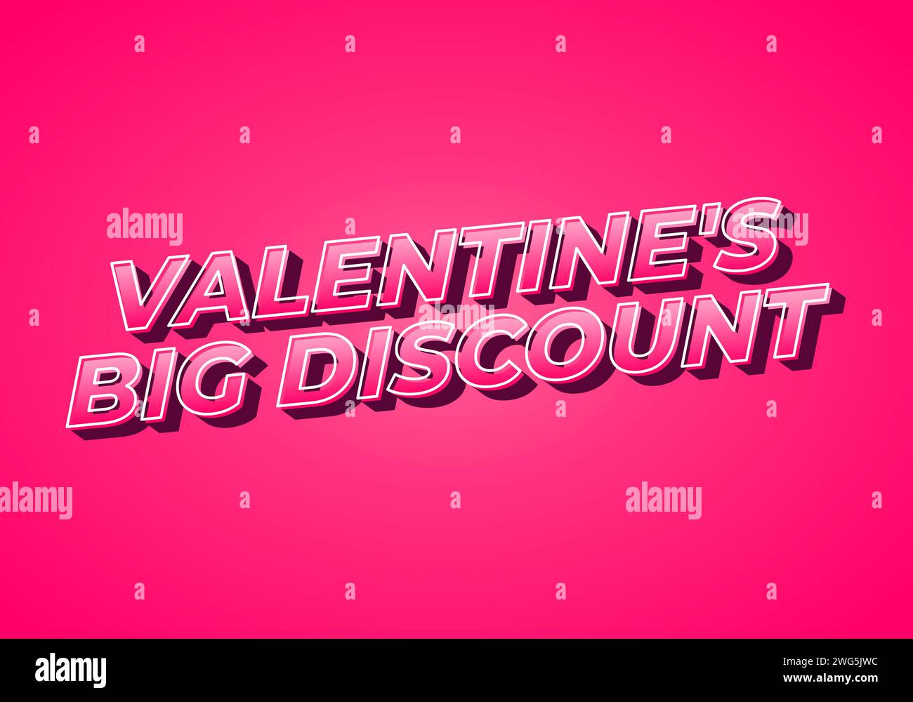Valentine's big discount. Text effect design in 3D look. Gradient Pink ...