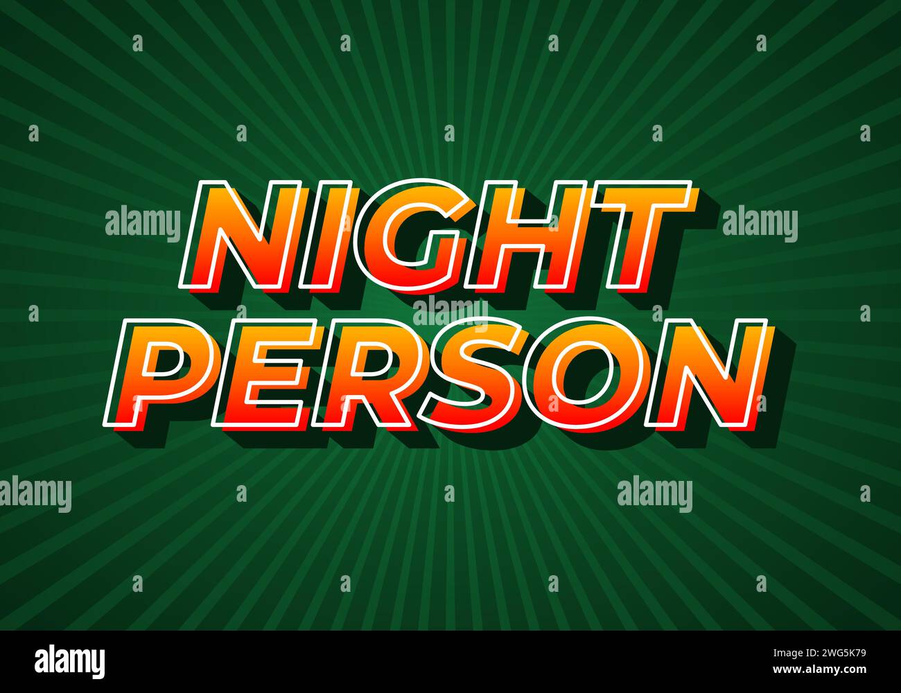 Night person. Text effect design in gradient yellow red color. 3D look ...