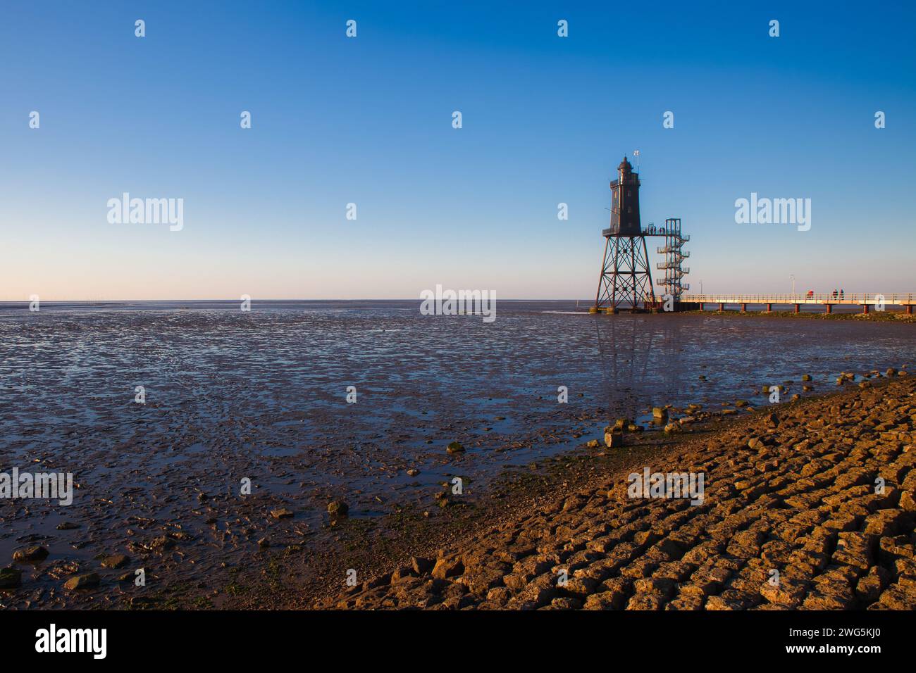 Pier to the lighthouse obereversand hi-res stock photography and images ...