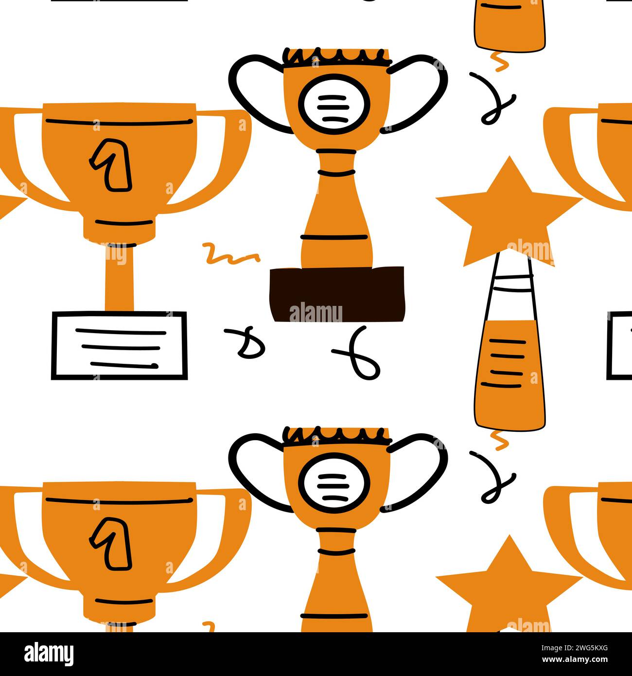 Award doodle background of first place cups champion concept. Vector ...