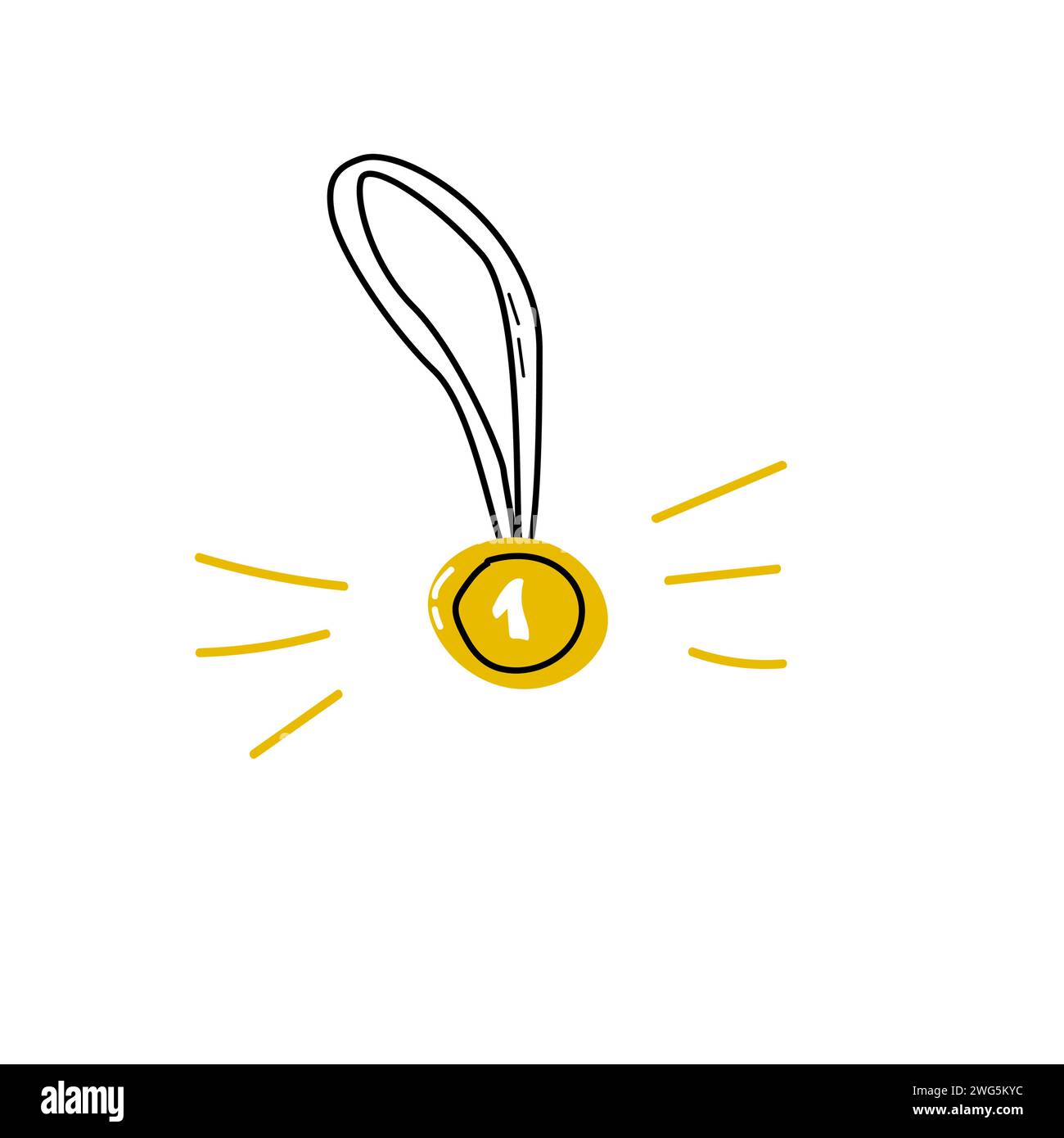 Hand drawn doodle award medal isolated. Vector illustration can used ...