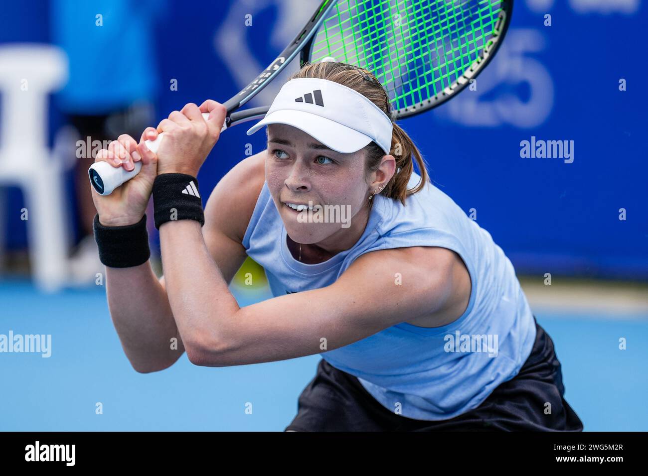 Katie Volynets of the USA in action during the quarterfinals of the ...