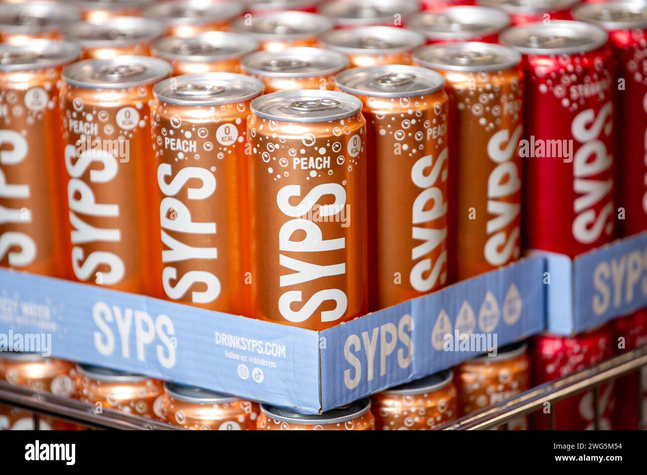 EDITORIAL USE ONLY Cans of all-new flavoured fizzy water range, SYPS ...