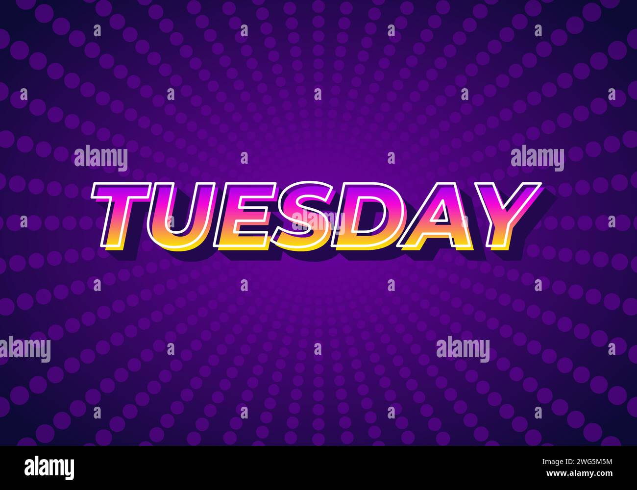 Tuesday. Text effect design in 3D look with gradient purple yellow ...