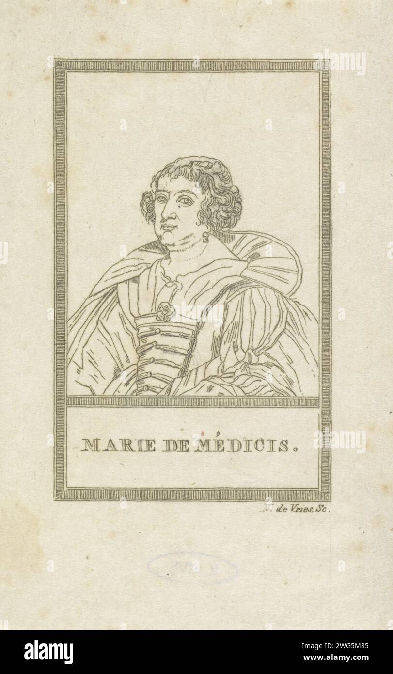 Portrait of Maria de 'Medici, N. de Vries, 1800 - 1900 print Netherlands paper etching Stock ...