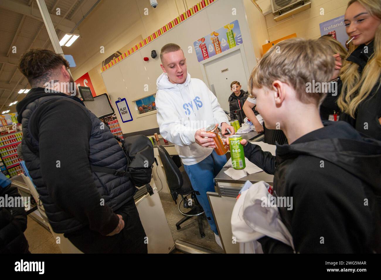 EDITORIAL USE ONLY Fan Lucca Anderton meets rap artist, Aitch, during ...