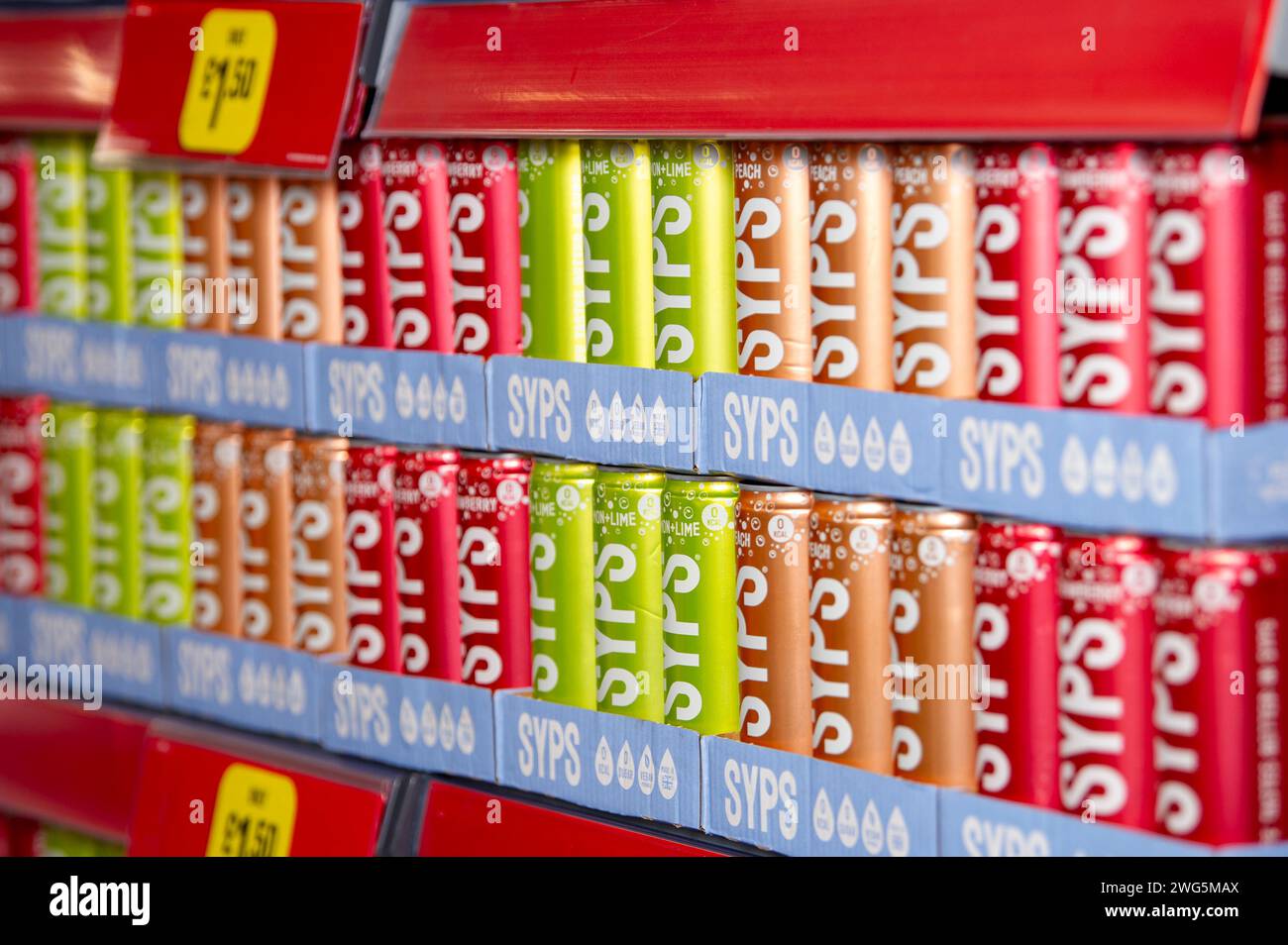 EDITORIAL USE ONLY Cans of all-new flavoured fizzy water range, SYPS ...