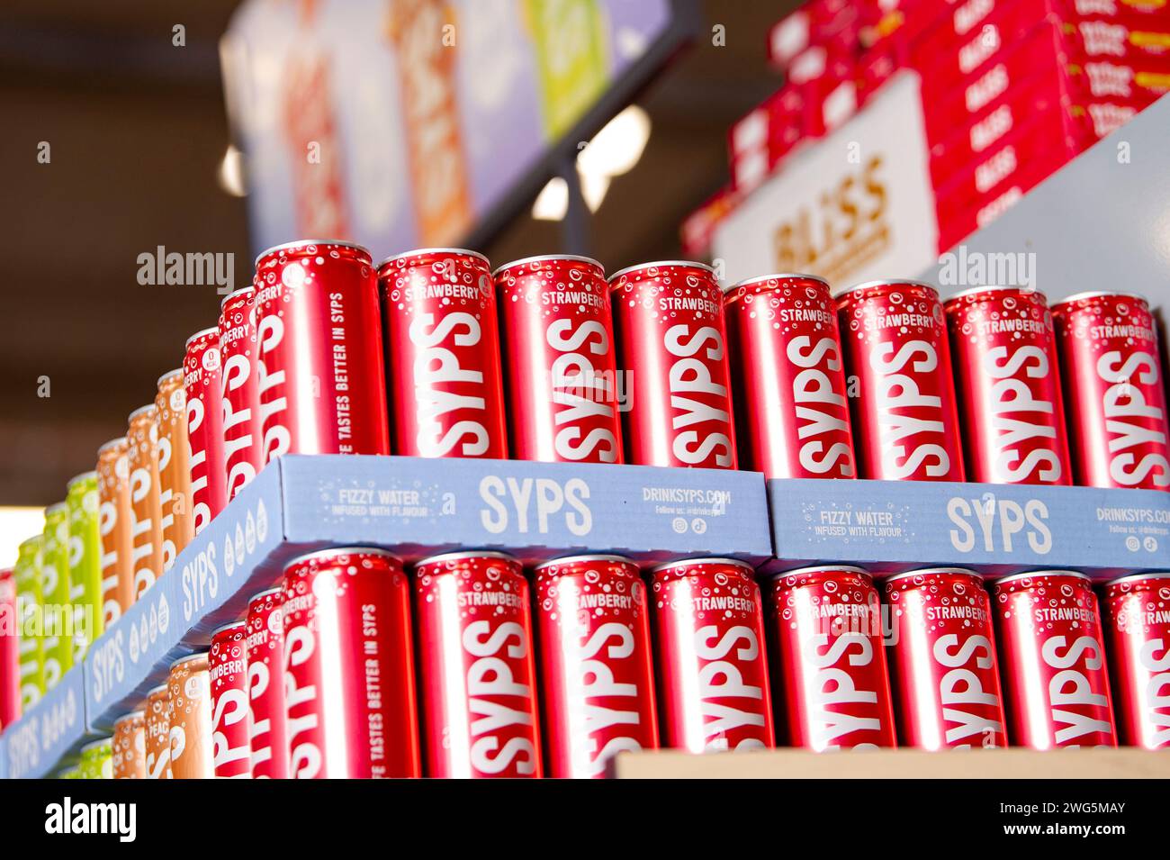 EDITORIAL USE ONLY Cans of all-new flavoured fizzy water range, SYPS ...