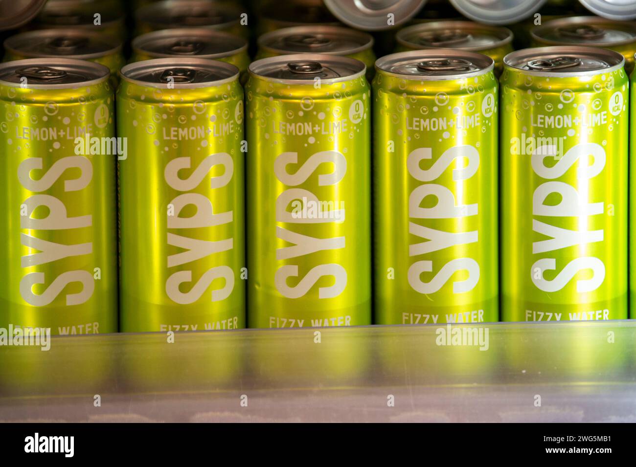 EDITORIAL USE ONLY Cans of all-new flavoured fizzy water range, SYPS ...