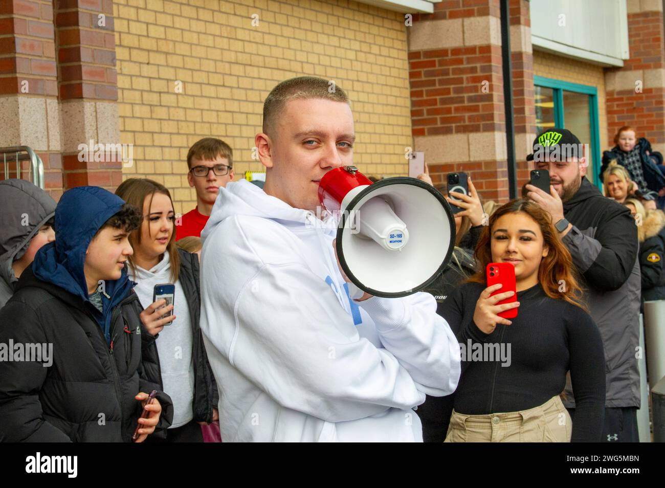 EDITORIAL USE ONLY Rap artist, Aitch visits The Food Warehouse store in ...