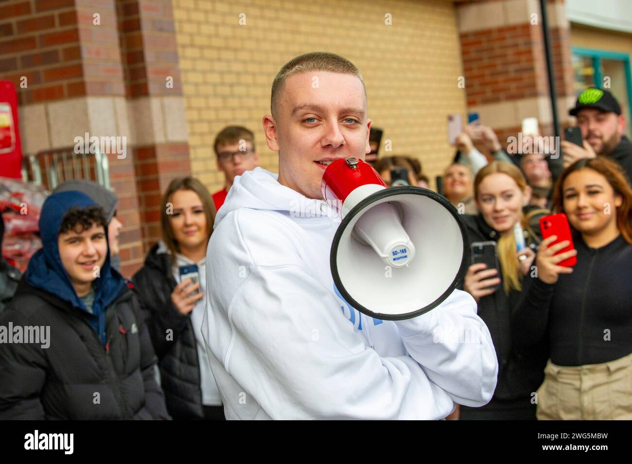 EDITORIAL USE ONLY Rap artist, Aitch visits The Food Warehouse store in ...