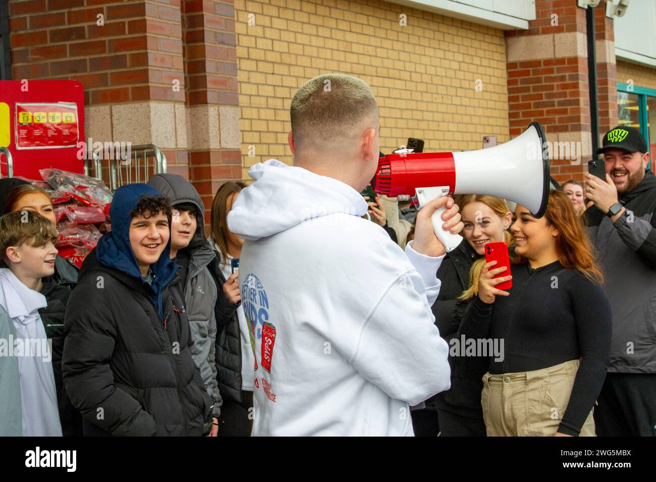 EDITORIAL USE ONLY Rap artist, Aitch visits The Food Warehouse store in ...