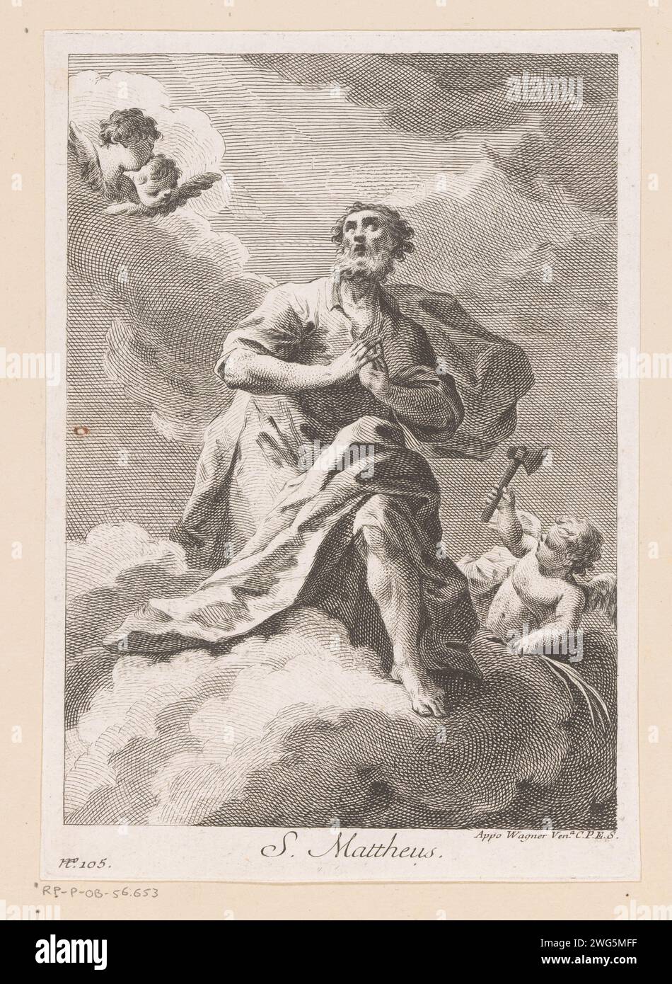 Matteüs de evangelist, Joseph Wagner (possibly), 1739 - 1780 print ...