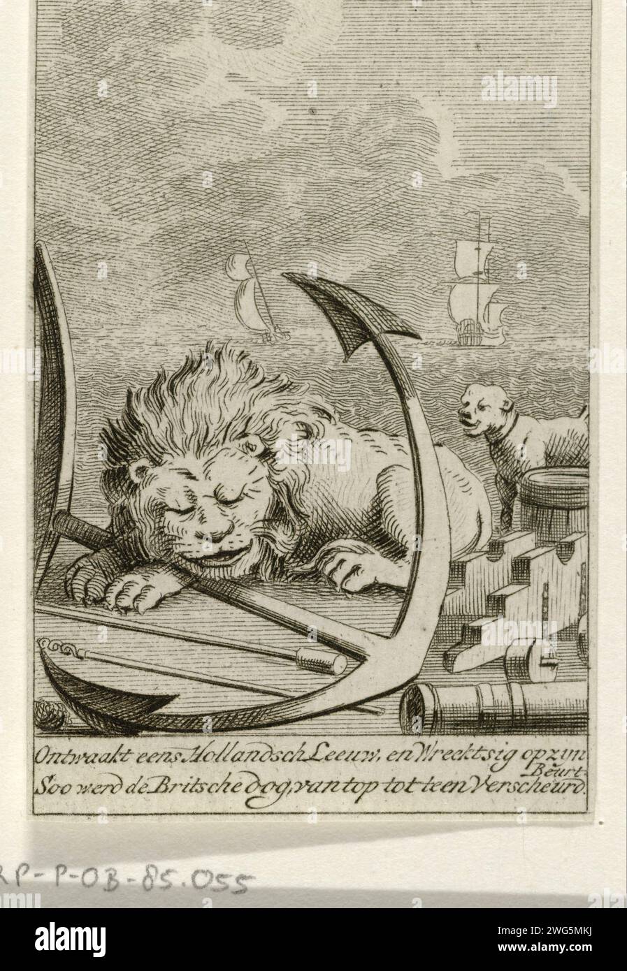 The British Dog disrupts the sleeping Dutch Leeuw, ca. 1780-1783 ...