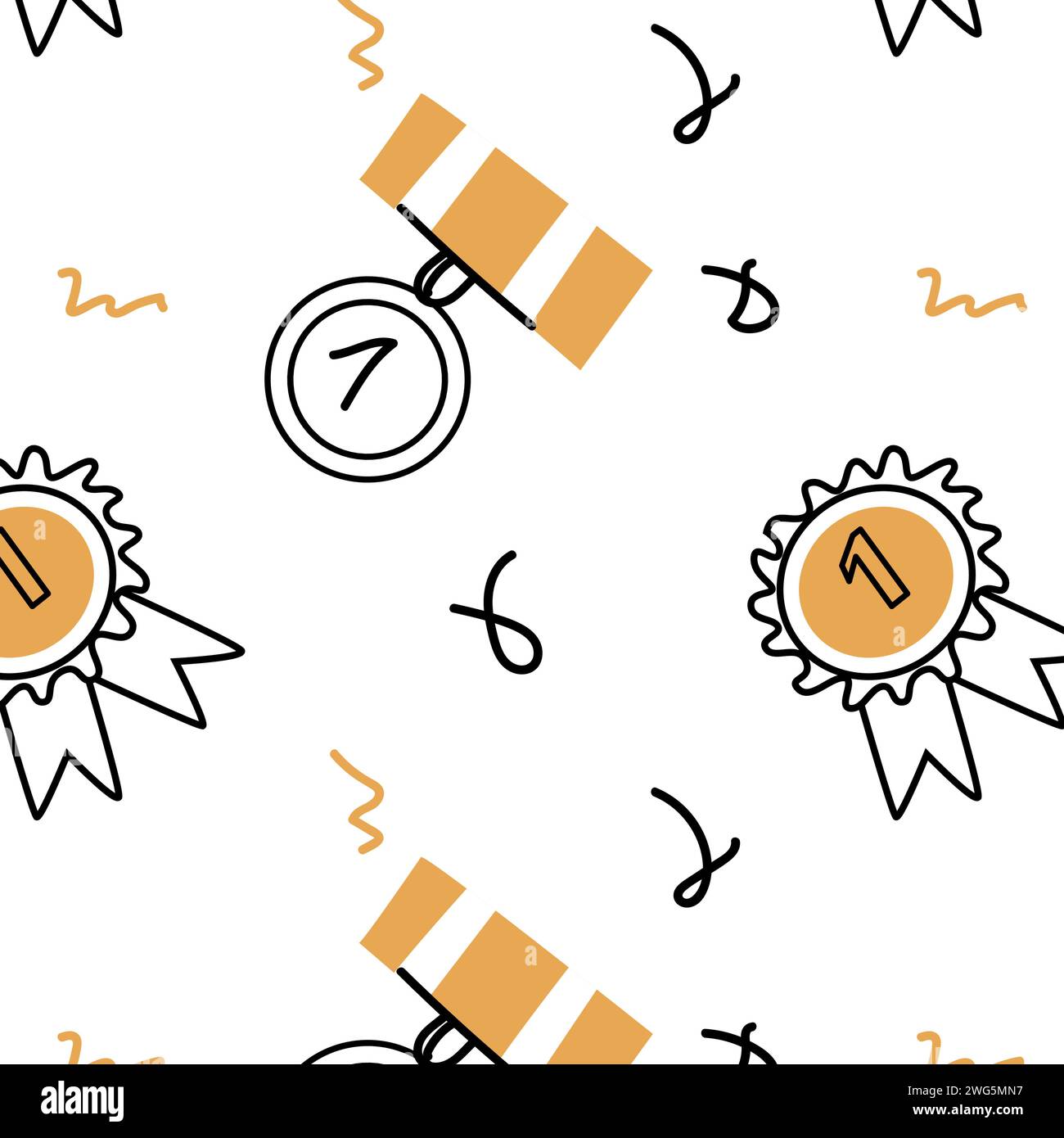 First place medal doodle background. Vector illustration can used for ...