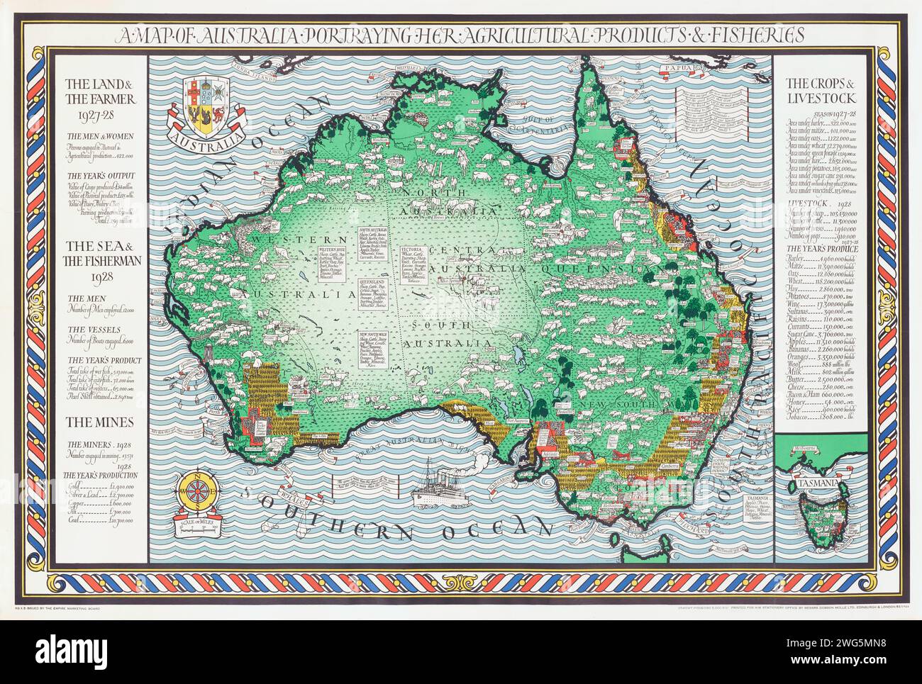 "A map of Australia - Portraying their Agriculture Products & Fisheries ...