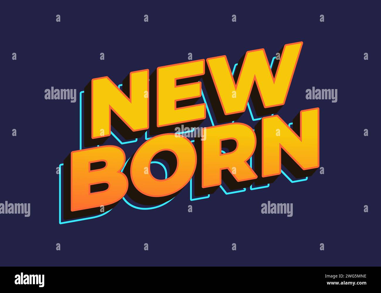 New born. Text effect design in 3D look. Yellow color Stock Vector ...