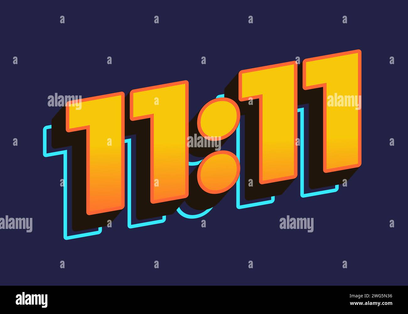 11:11. Text effect design in 3D look. Yellow color Stock Vector Image ...