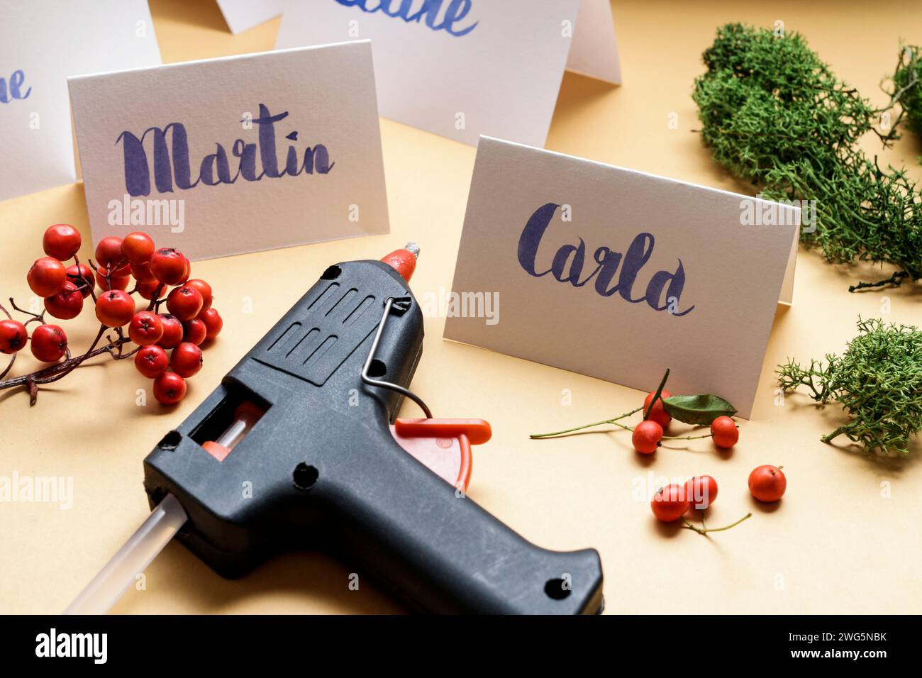 How to make wedding place name cards with handwritten letters and fresh ...