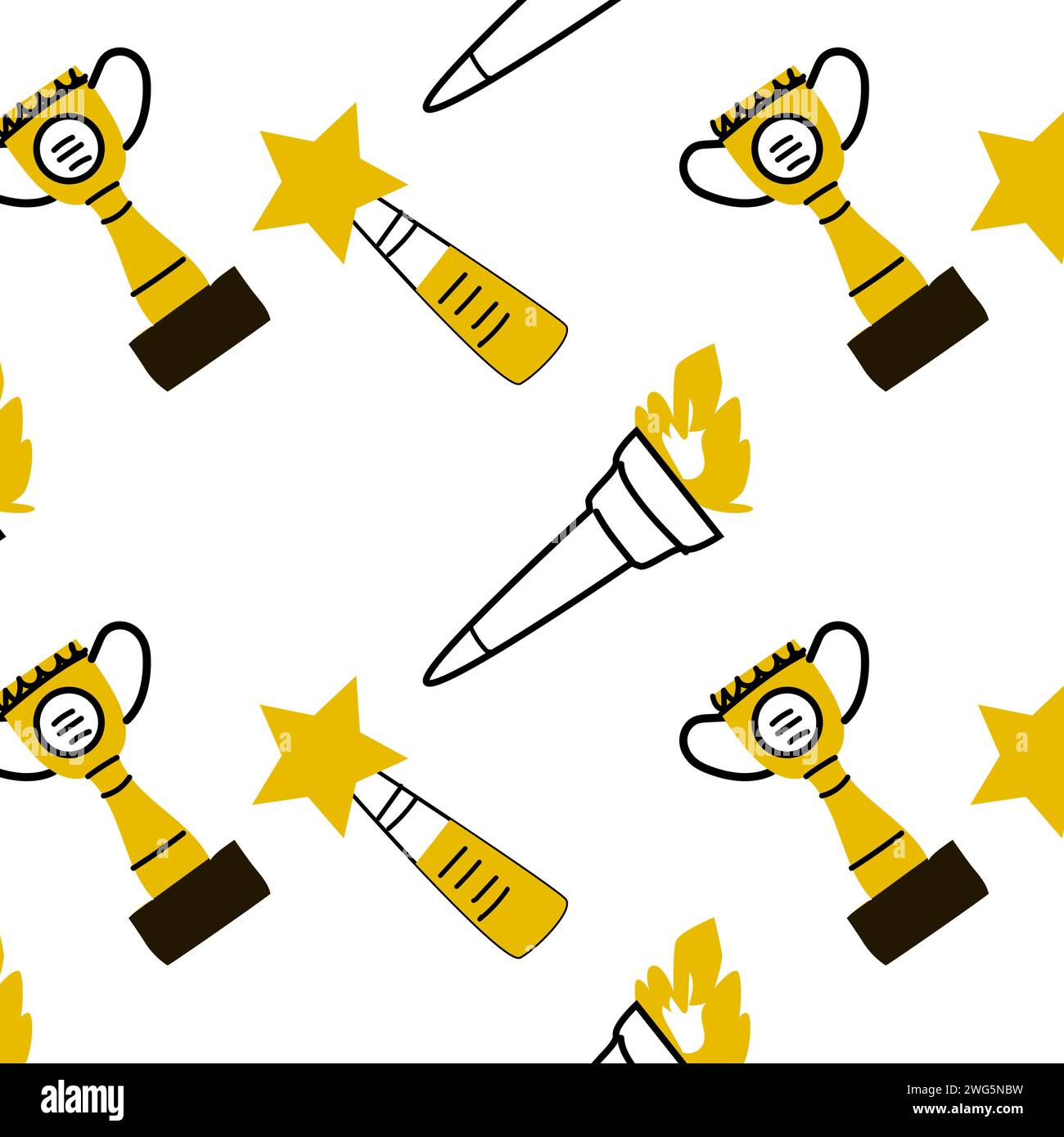 First place cup and torch sport background. Vector illustration in Hand ...