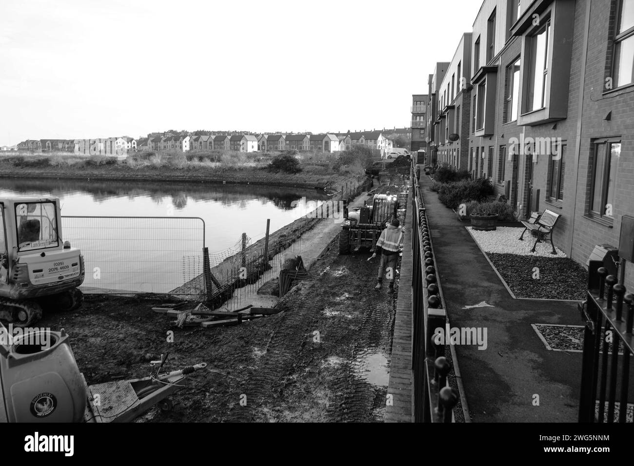 Barry, Wales, Feb 2nd 2024: The large, undeveloped land called The Mole ...