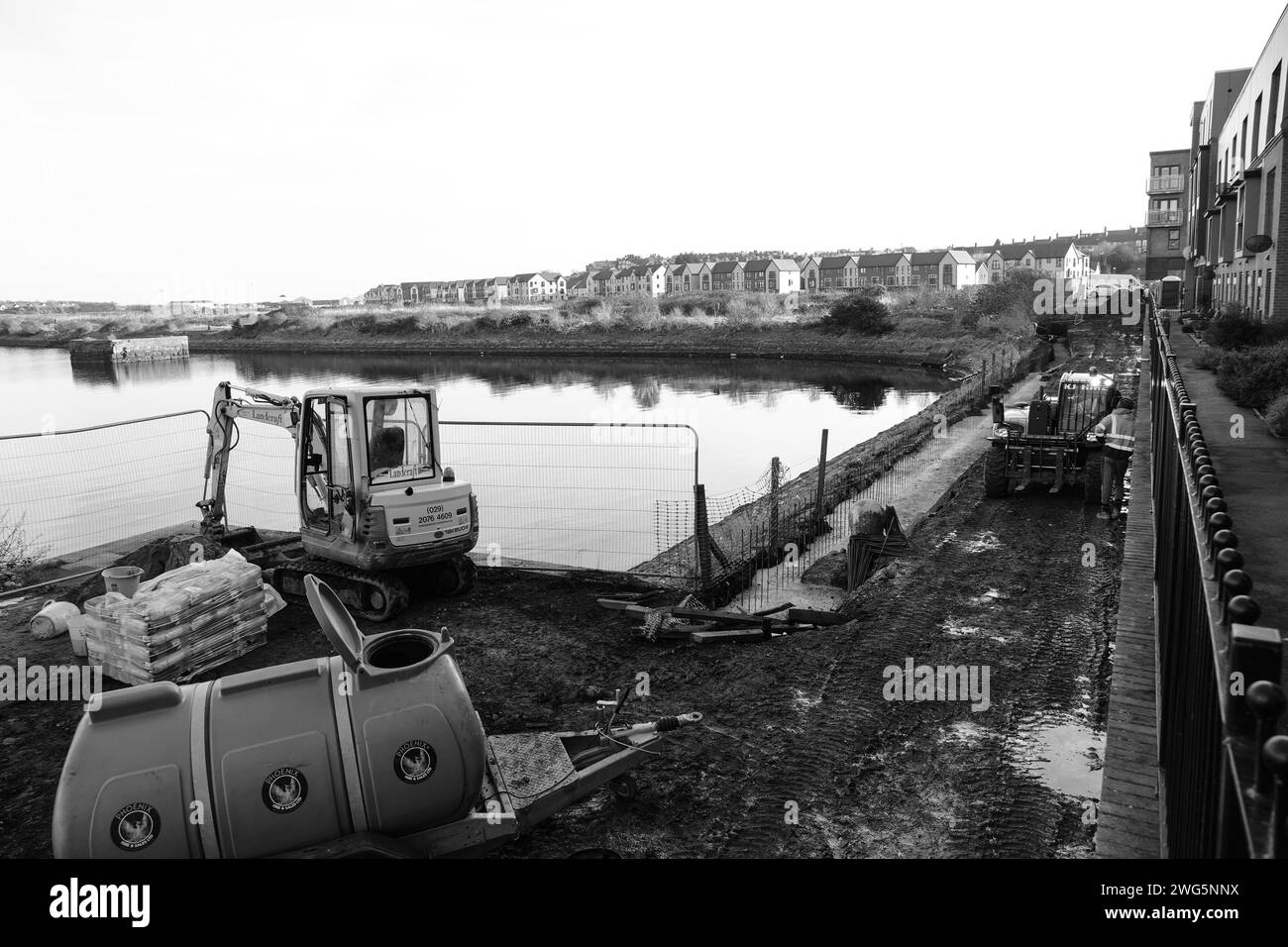 Barry, Wales, Feb 2nd 2024: The large, undeveloped land called The Mole ...