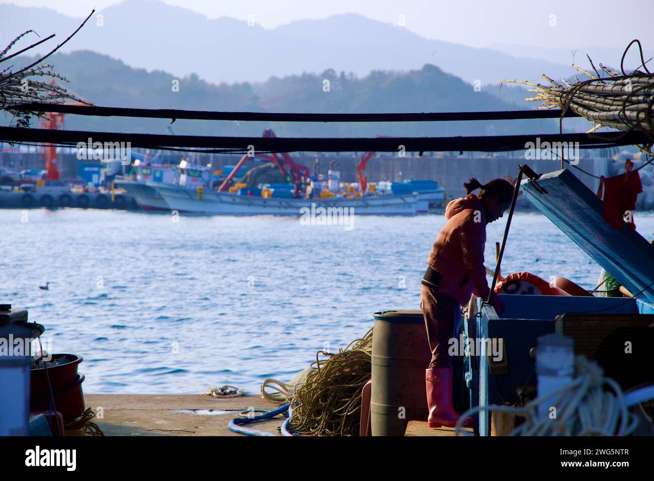 Samcheok City, South Korea - December 28, 2023: A woman fisher ...