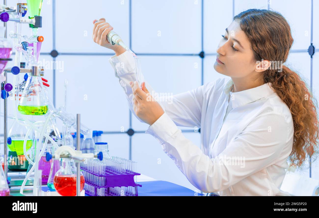 Scientist Conducting Scientific Experiment in Indoor Laboratory Stock ...