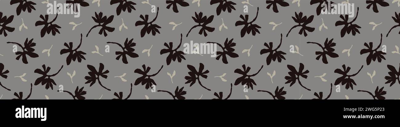 Masculine vector floral border with organic botanical shapes. Modern ...