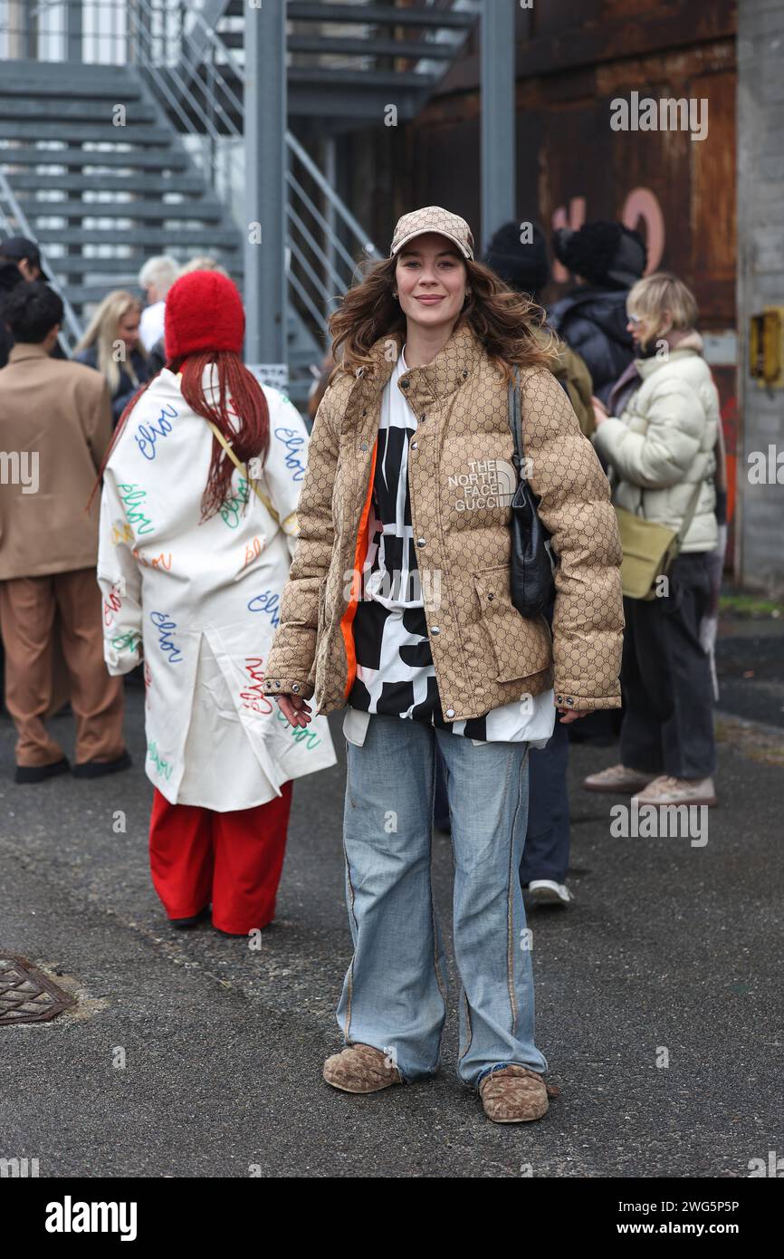 Fashionista poses for photographers before the Stamm AW 2024 fashion ...