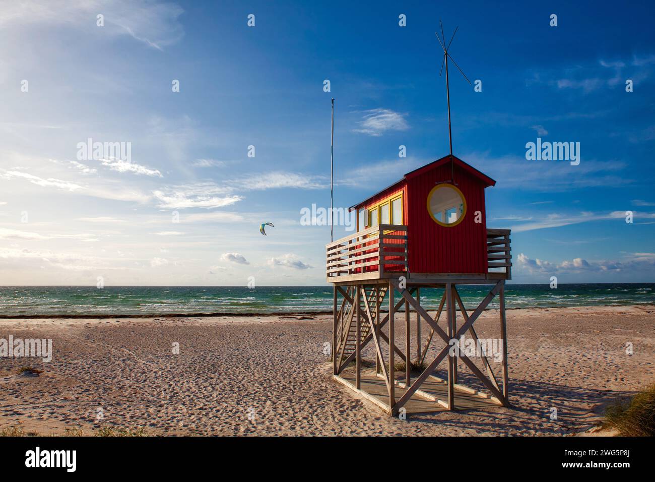 colorful lifeguard hut at beach at sunny stormy wheater Stock Photo - Alamy