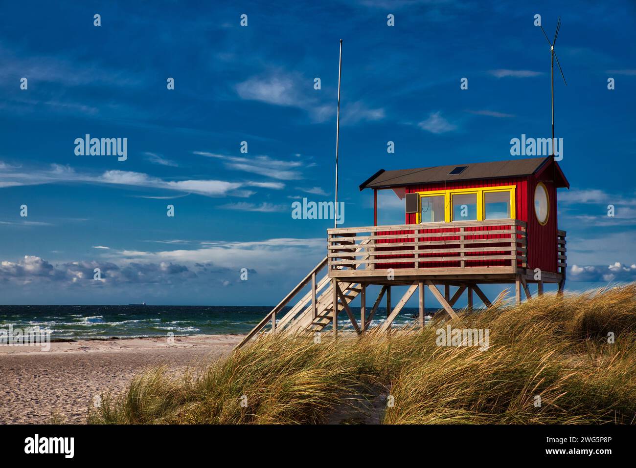 colorful lifeguard hut at beach at sunny stormy wheater Stock Photo - Alamy