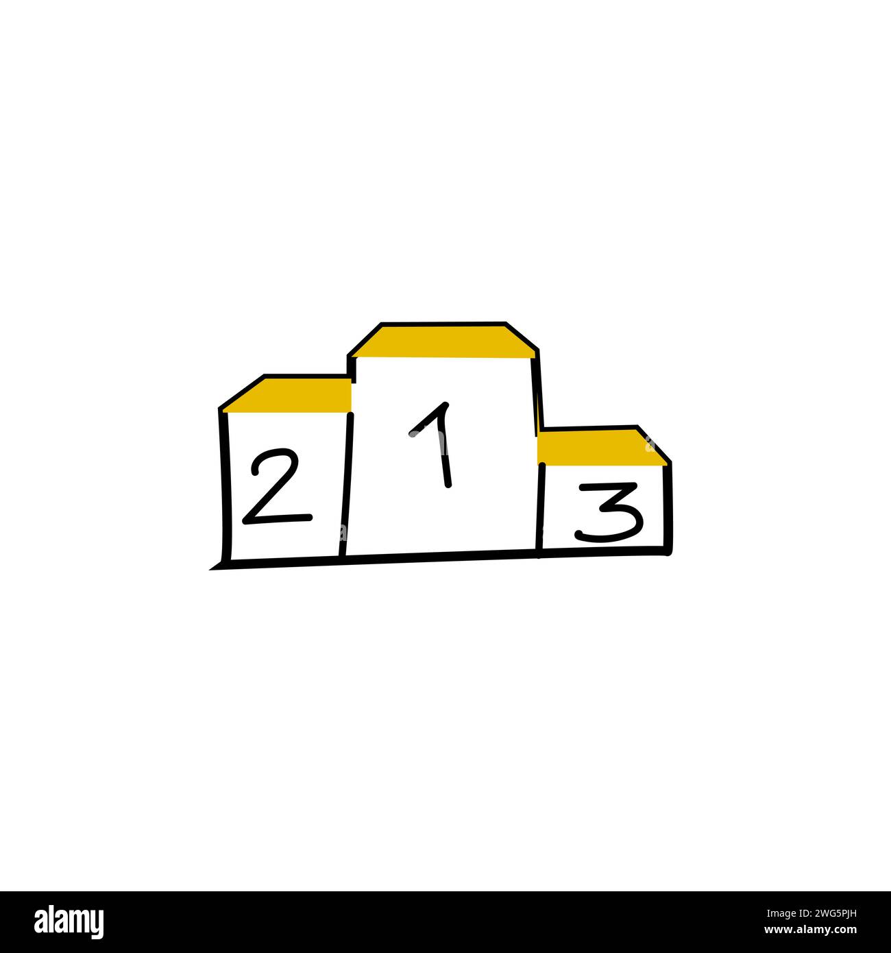 Simple podium outline doodle icon with yellow color. Vector ...