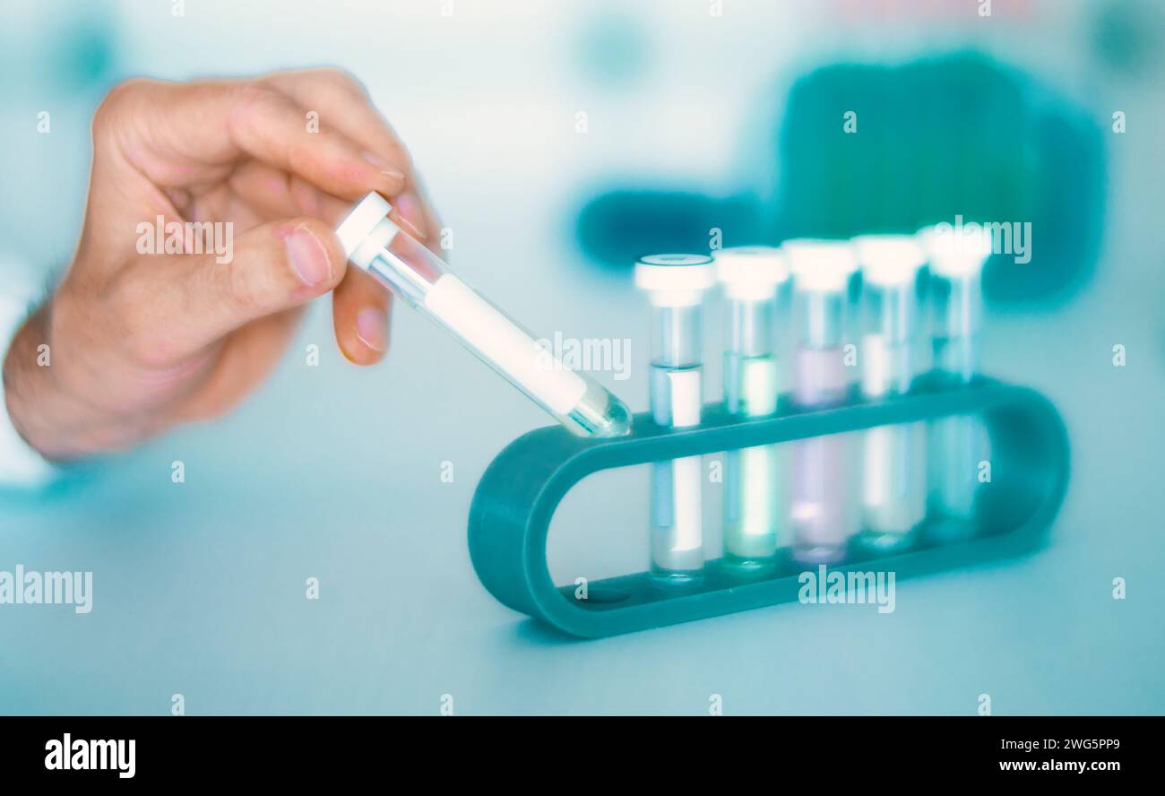 Caring Doctor's Hand Conducting Medical Research in Hospital Lab Stock ...