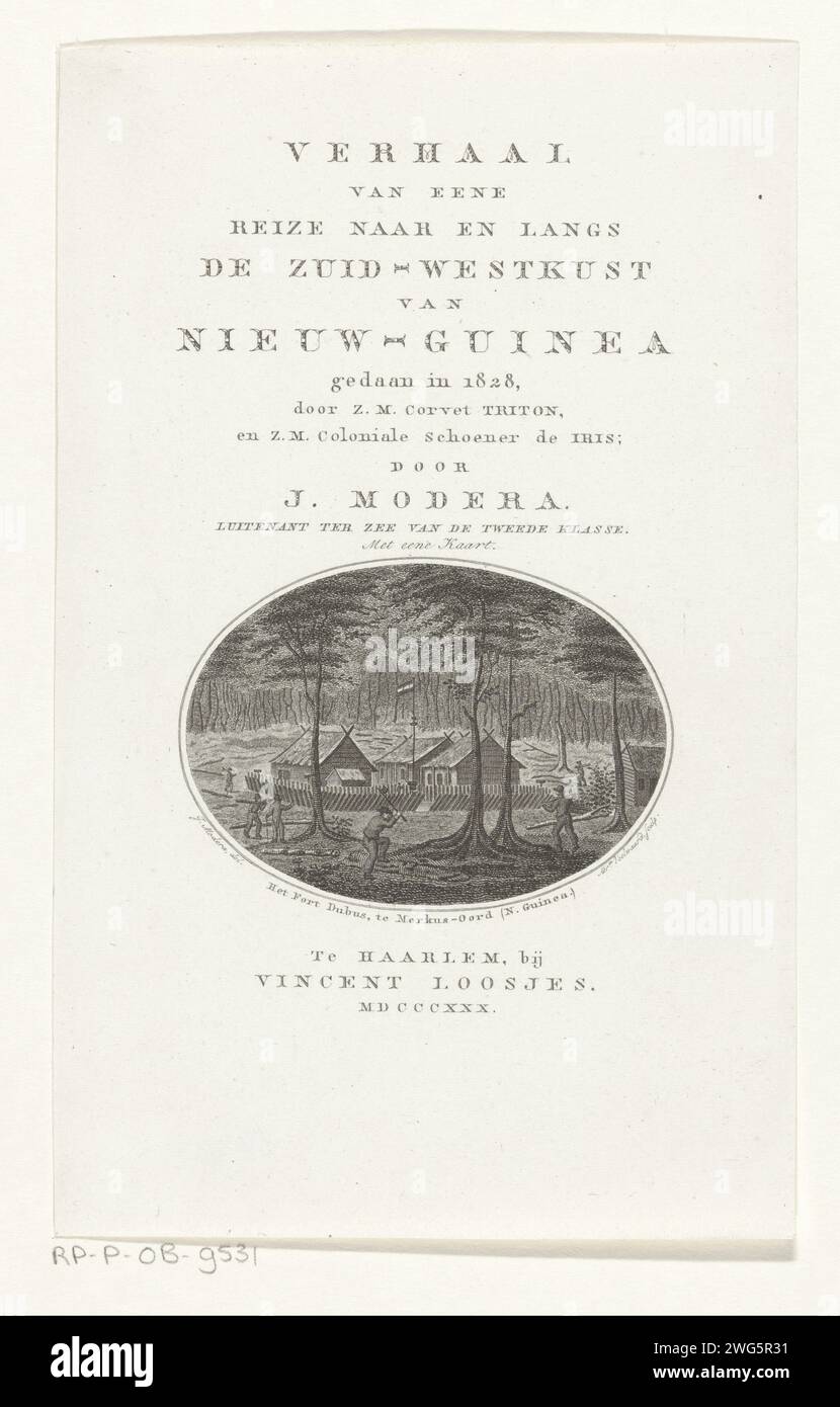 Fort du Bus in New Guinea, Abraham Vulaard, After Justus Moderna, 1830 ...