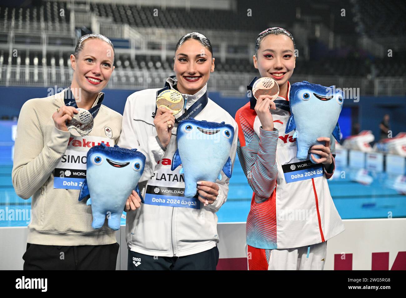 Doha, Qatar. 3rd Feb, 2024. Gold medalist Greece's Evangelia Platanioti ...