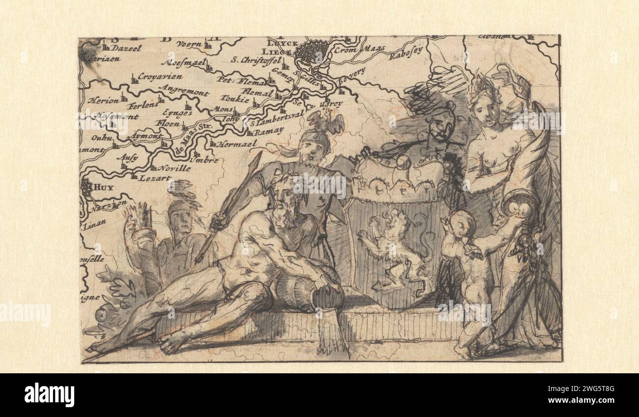 Design for a vignette with the Wapen van Brabant, Gerard de Lairesse ...