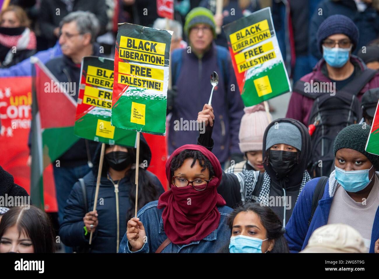 London, England, UK. 3rd Feb, 2024. Tens of thousands protesters ...