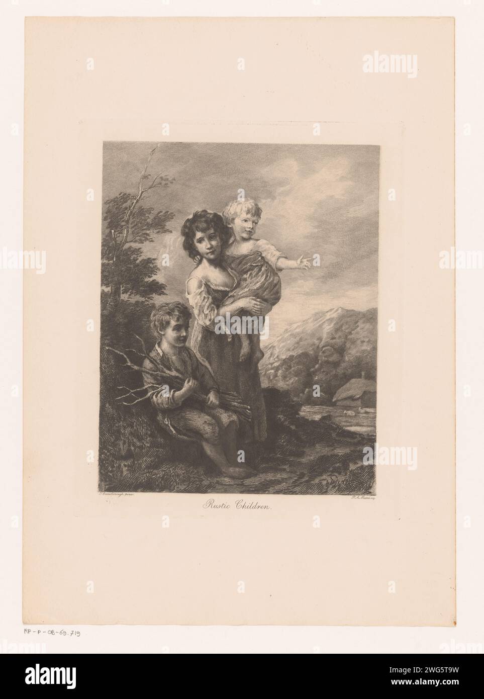 Three farm children in a landscape, Pierre Augustin Massé, After Thomas ...