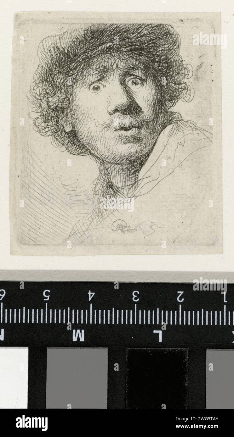 Self-portrait in a Cap, Wide-eyed and Open-mouthed, Rembrandt van Rijn ... Self-portrait in a Cap, Wide-eyed and Open-mouthed, Rembrandt van Rijn ...