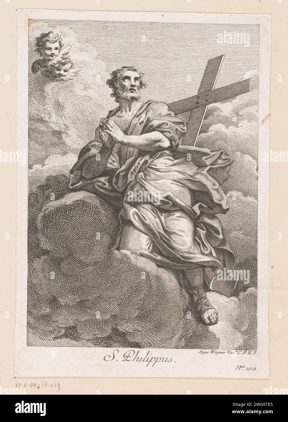 Saint Filippus, Joseph Wagner, 1739 - 1780 print Numbered below: No ...