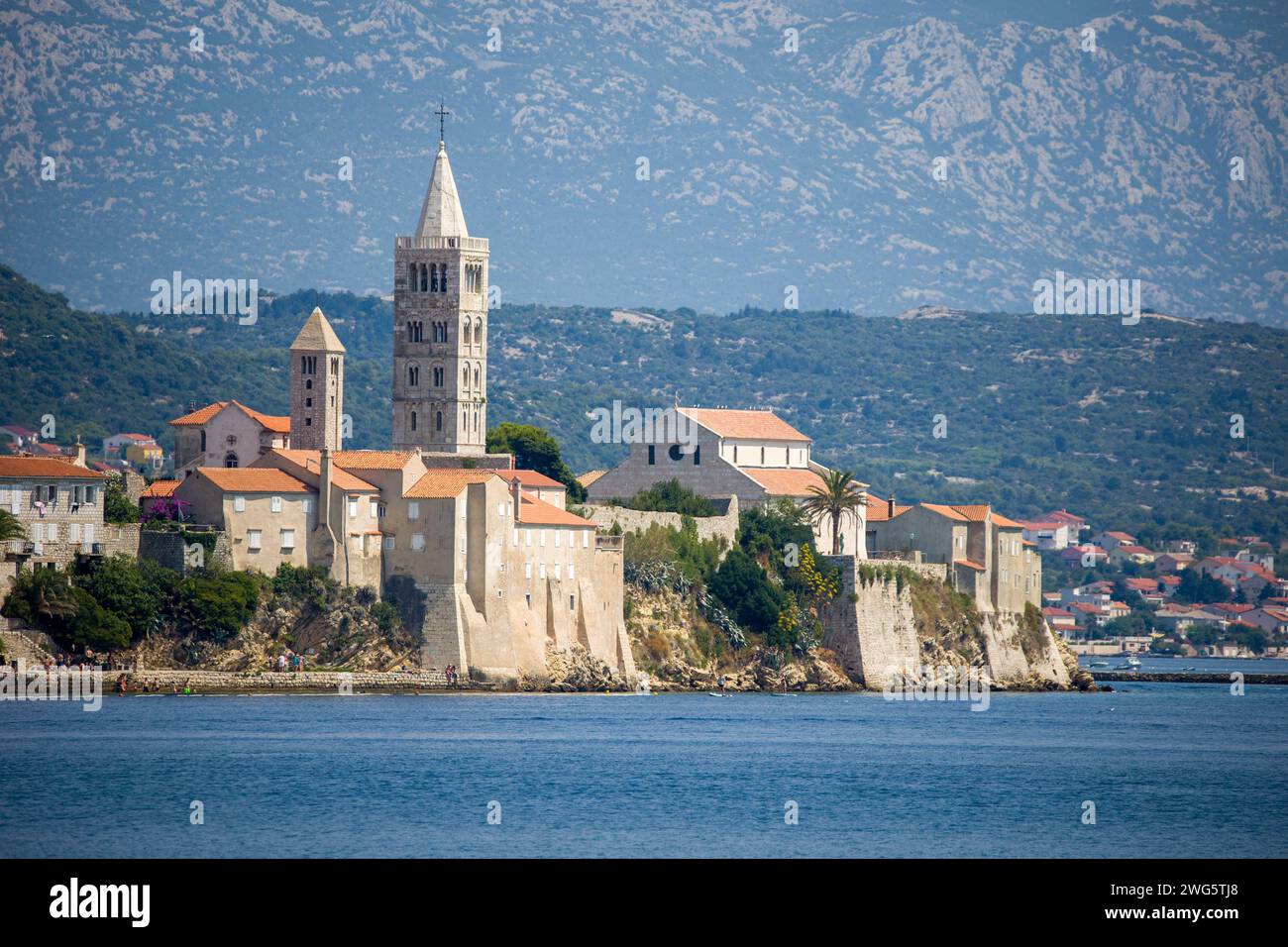 the famous church tower of rab view from the adriatic sea Stock Photo ...