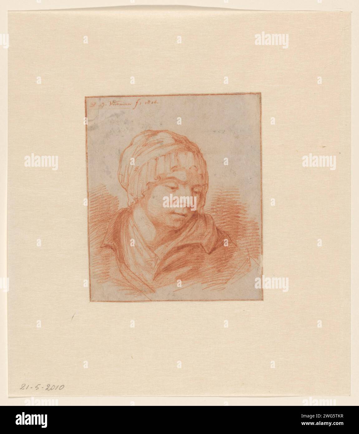Study of a women's head, Daniël Batavus Voorman, 1816 drawing paper ...