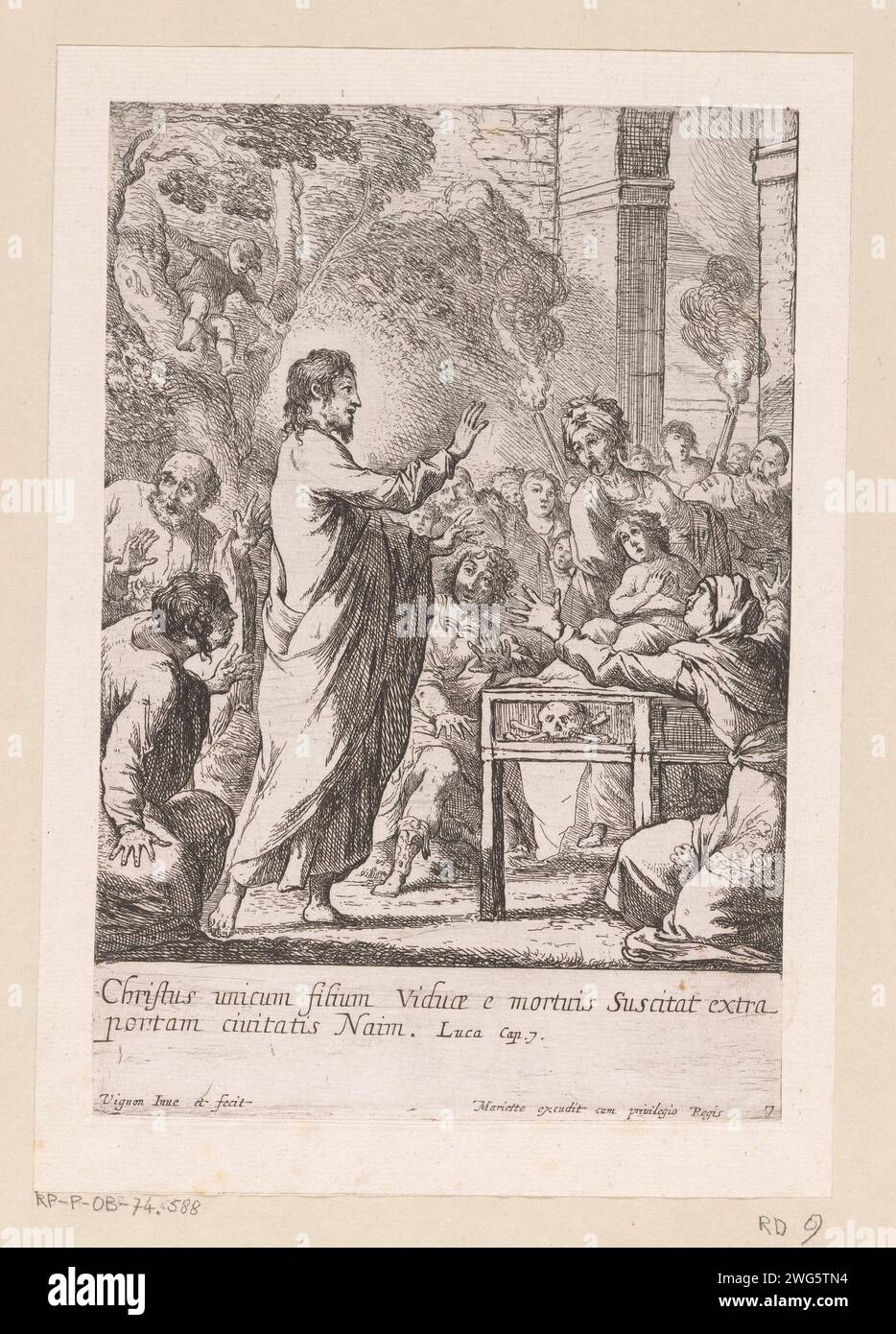 Opwekking the young man in Naïn, Claude Vignon, 1638 - 1643 print print ...