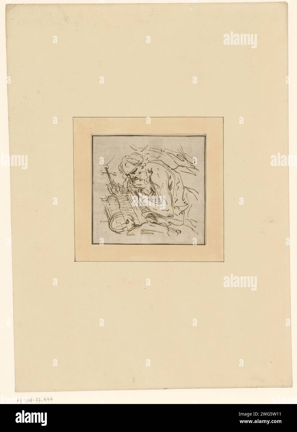 Saint Hieronymus, 1783 print paper etching the monk and hermit Jerome ...