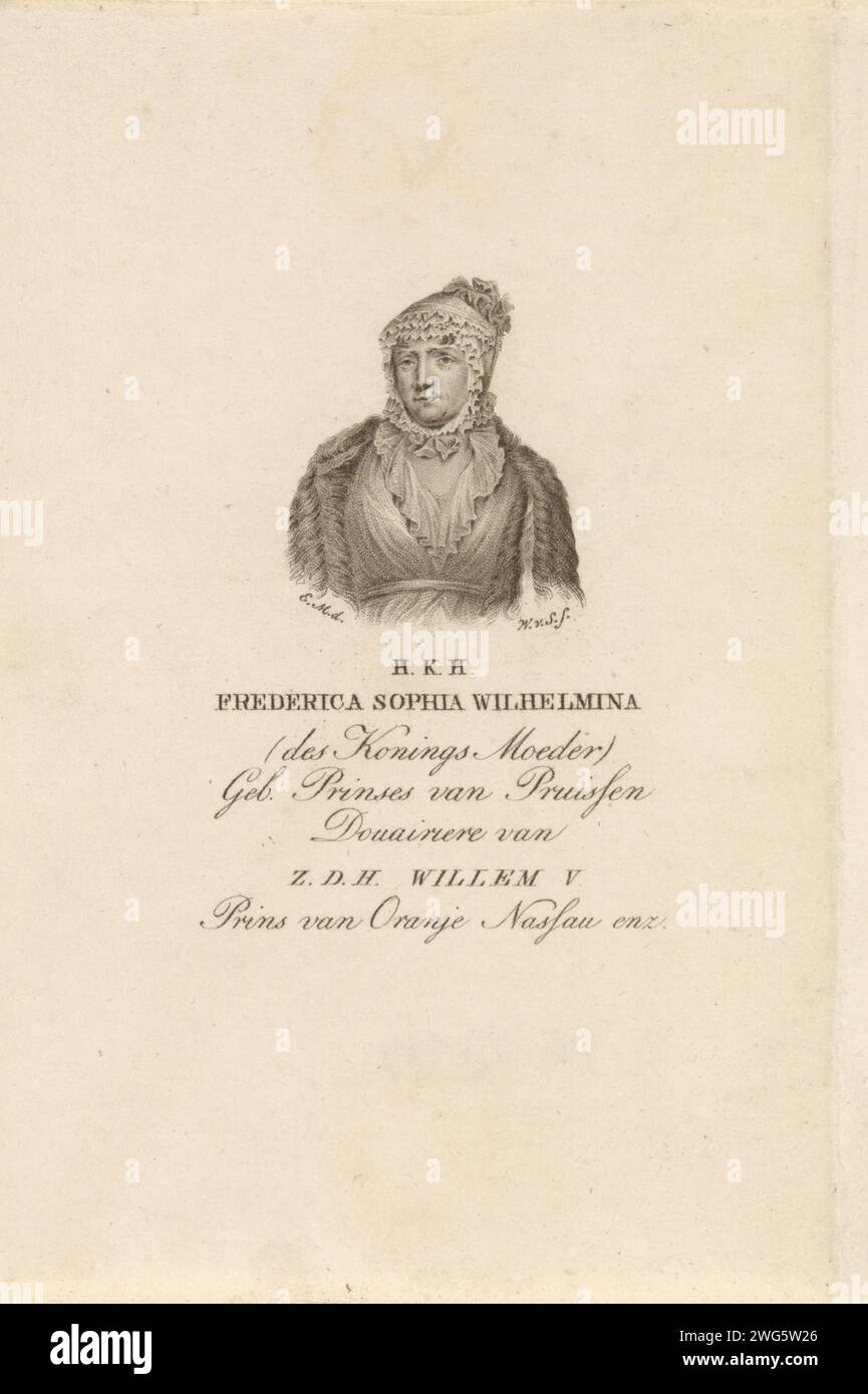 Portrait of Wilhelmina van Pruisen (1751-1820), Willem van Senus, after ...