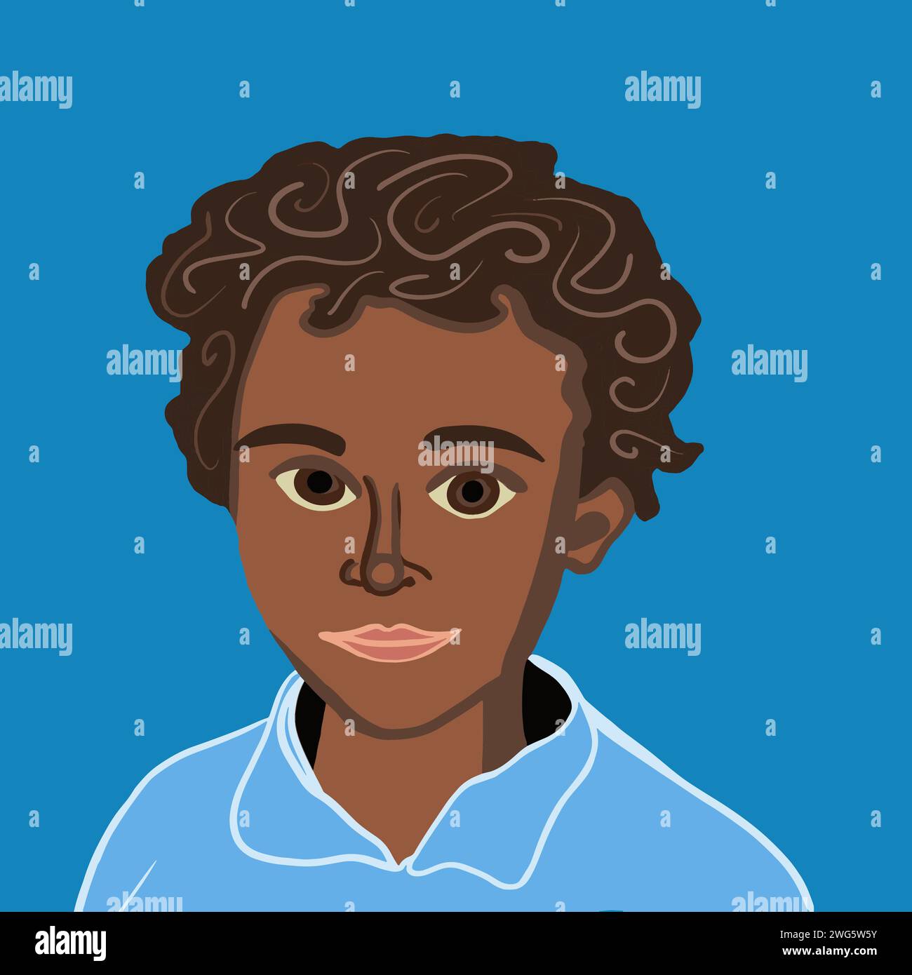 Vector illustration of a portrait of a black boy Stock Vector Image ...