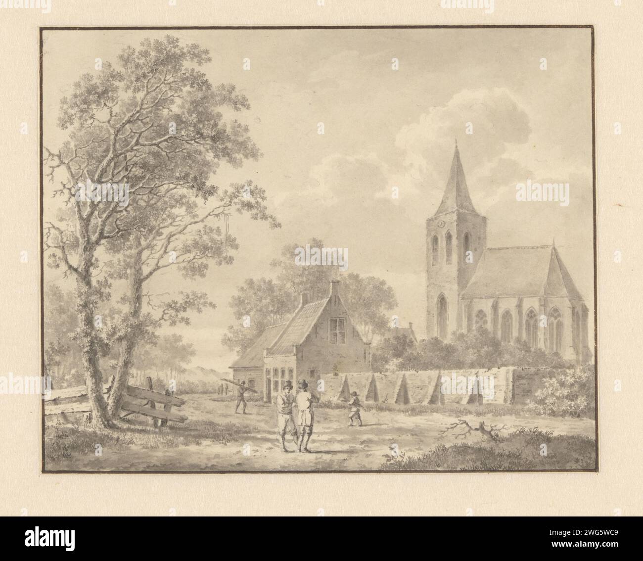 House with walled garden for a church, Anonymous, 1700 - 1800 drawing ...