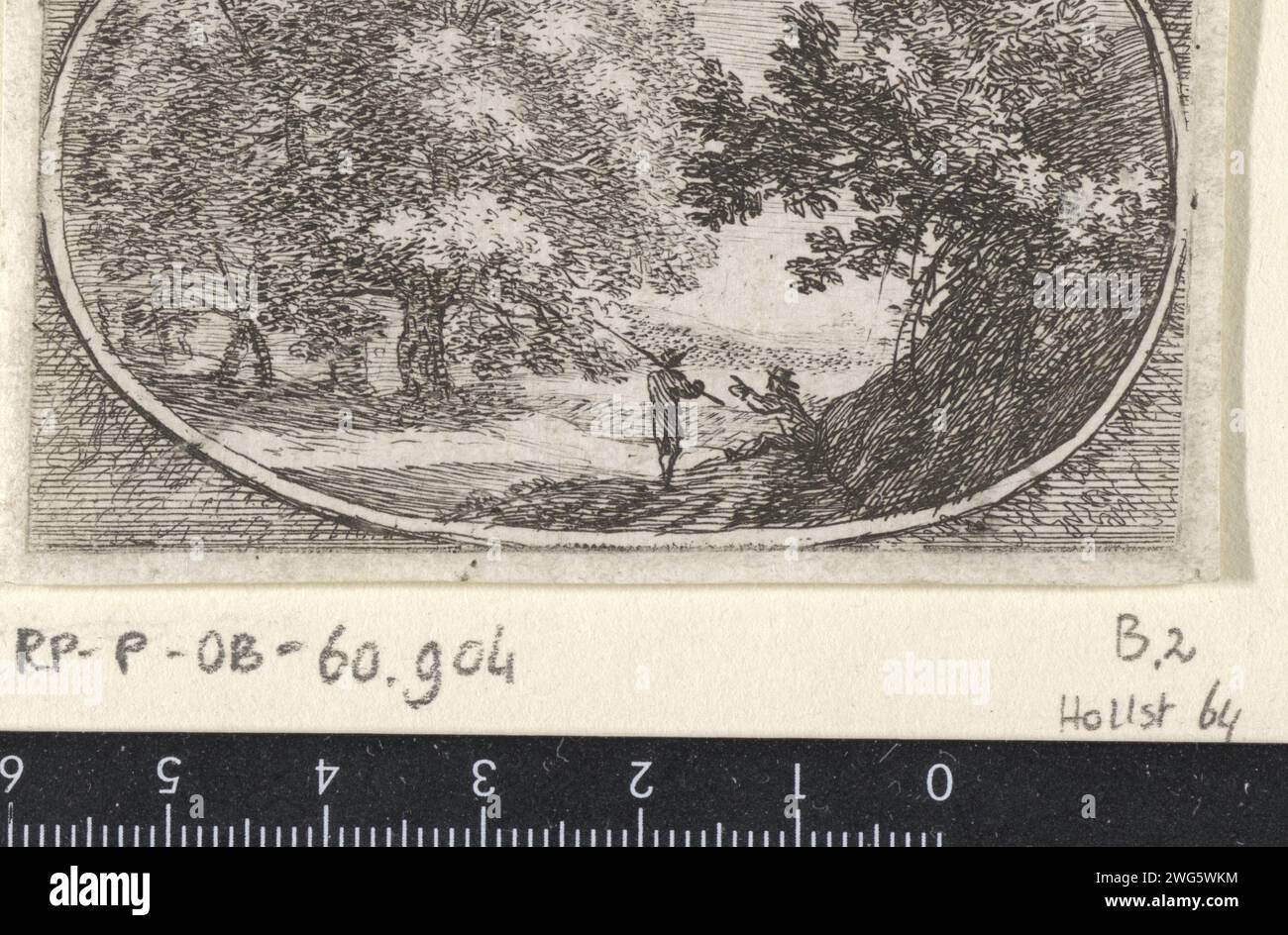 Two figures by a tree, Herman van Swanevelt, 1650 - 1655 print In an ...